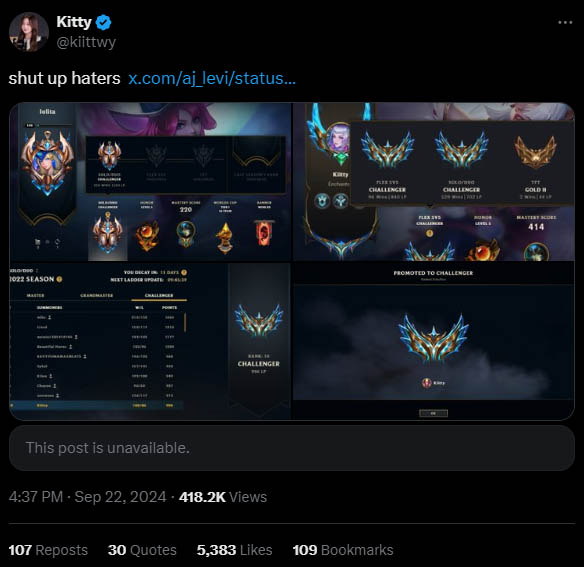 Cựu caster LPL nổi tiếng đáp trả “hater” khi bị chê leo rank nhờ “trai”