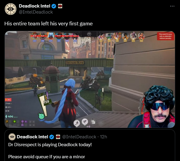 Vừa có lần đầu trải nghiệm Deadlock, Dr Disrespect liền bị chính Valve ...